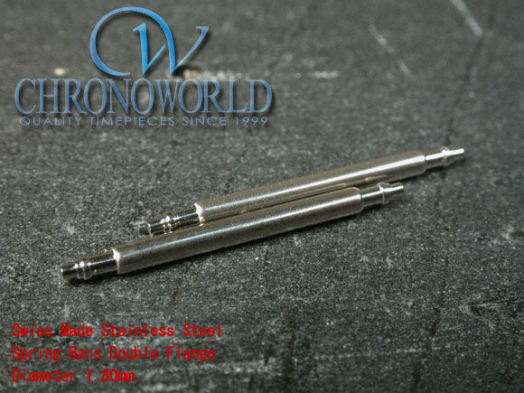 Spring Bars -double flange, 1.80mm diameter, SWISS, pair | Chronoworld